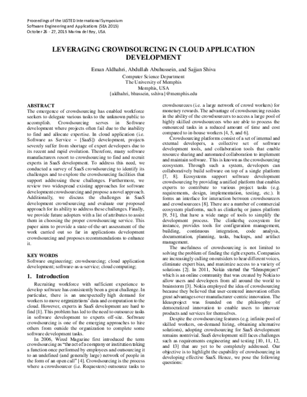 (PDF) Leveraging Crowdsourcing in Cloud Application Development