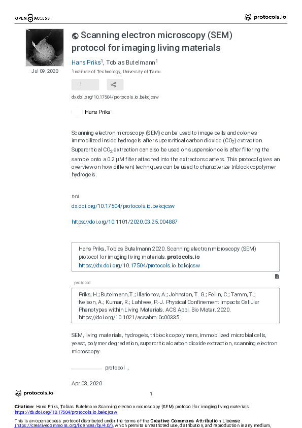 (PDF) Scanning electron microscopy (SEM) protocol for imaging living materials v1 (protocols.io ...