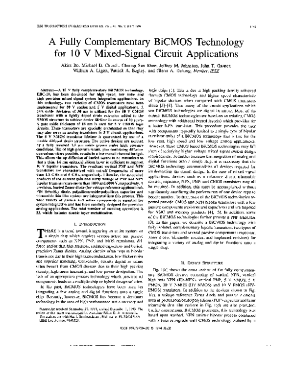 (PDF) A fully complementary BiCMOS technology for 10 V mixed-signal ...