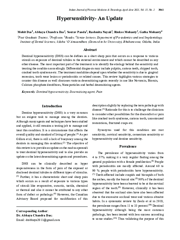 (PDF) Hypersensitivity- An Update