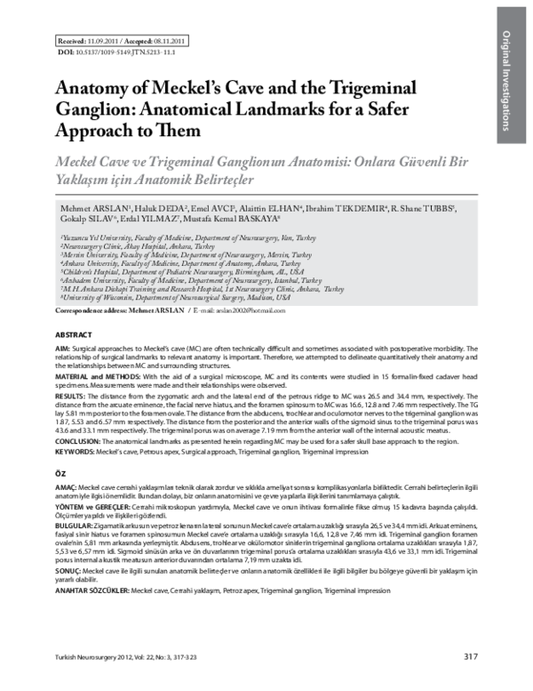 (PDF) Anatomy of meckel’s cave and the trigeminal ganglion: anatomical ...