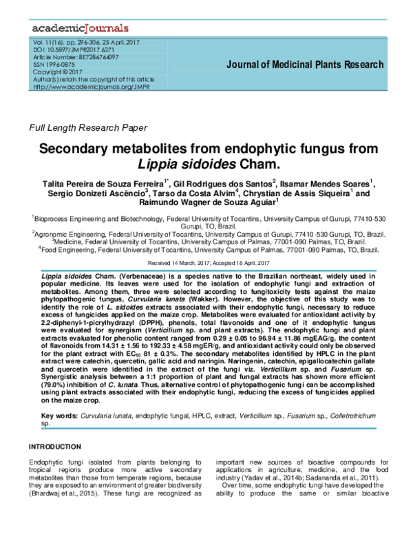 (PDF) Secondary metabolites from the endophytic fungus Talaromyces ...
