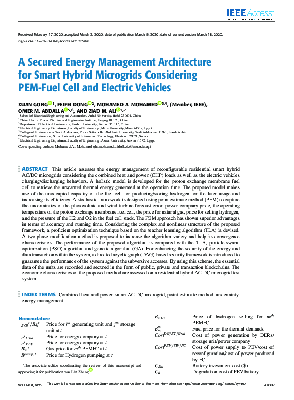 (PDF) A Secured Energy Management Architecture for Smart Hybrid Microgrids Considering PEM-Fuel ...