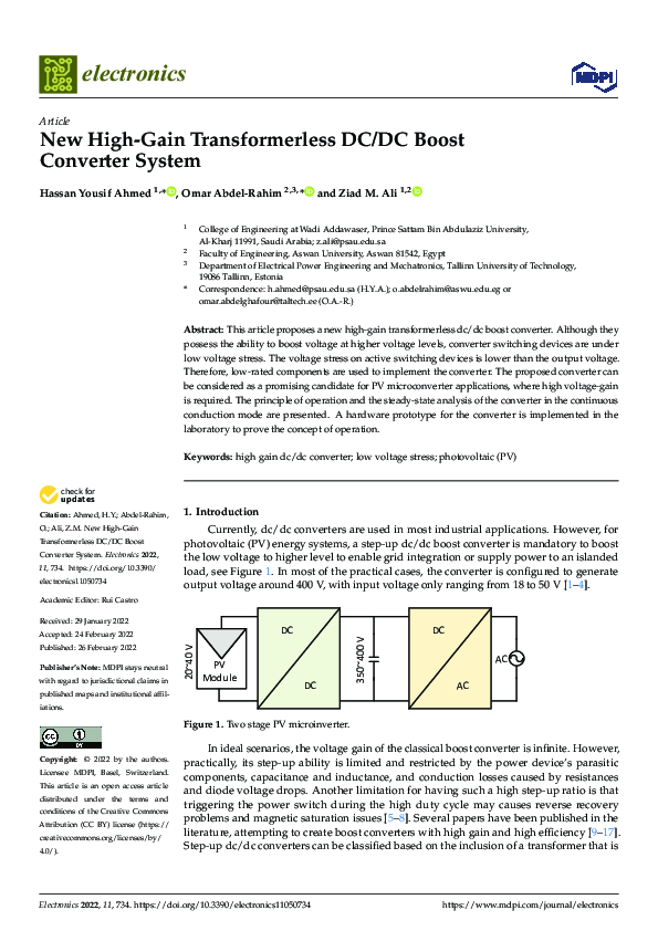(PDF) New High-Gain Transformerless DC/DC Boost Converter System