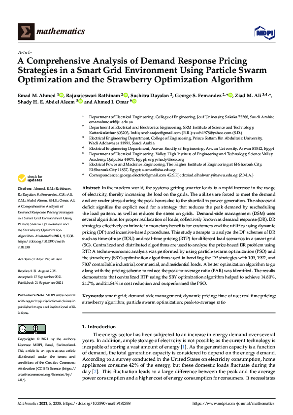 (PDF) A Comprehensive Analysis of Demand Response Pricing Strategies in a Smart Grid Environment ...