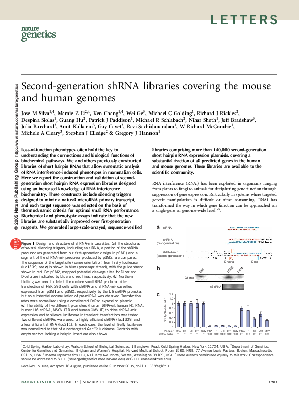 (PDF) Second-generation shRNA libraries covering the mouse and human ...