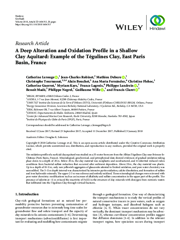 (PDF) A Deep Alteration and Oxidation Profile in a Shallow Clay ...