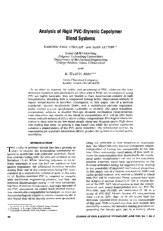 (PDF) Analysis of rigid PVC-styrenic copolymer blend systems