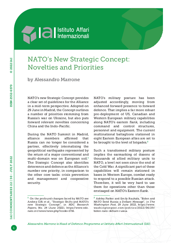 (PDF) NATO’s New Strategic Concept: Novelties and Priorities