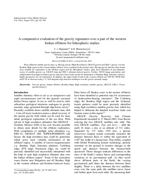 (PDF) A comparative evaluation of the gravity signatures over a part of ...