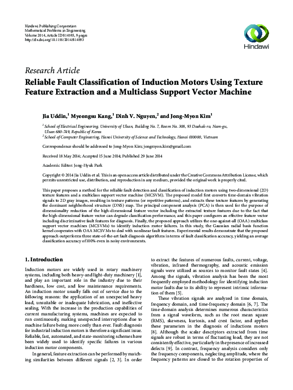 Pdf Reliable Fault Classification Of Induction Motors Using Texture Feature Extraction And A