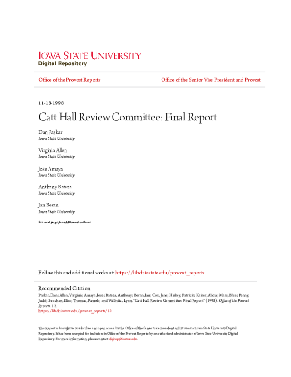 (PDF) Catt Hall Review Committee: Final Report