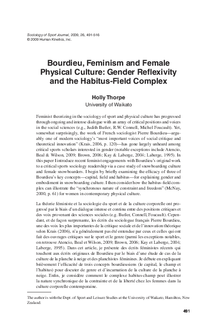 (PDF) Bourdieu, Feminism and Female Physical Culture: Gender ...