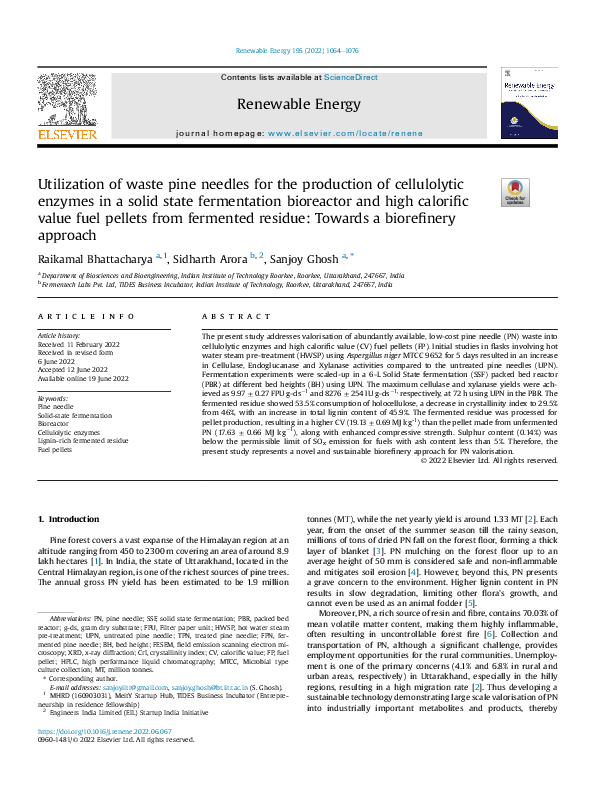 (PDF) Utilization of waste pine needles for the production of cellulolytic enzymes in a solid ...