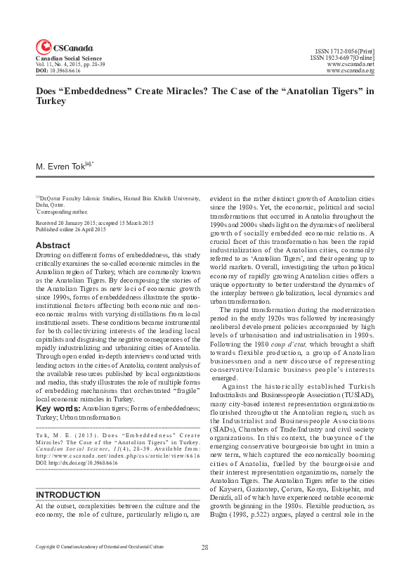 (PDF) Anatolian Tigers: Are They for Real?