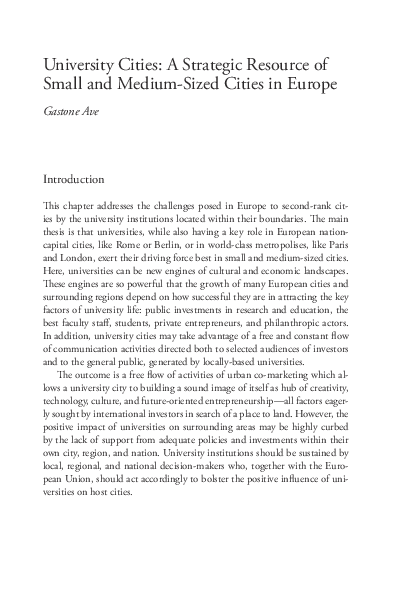 (PDF) University Cities: A Strategic Resource of Small and Medium-Sized ...