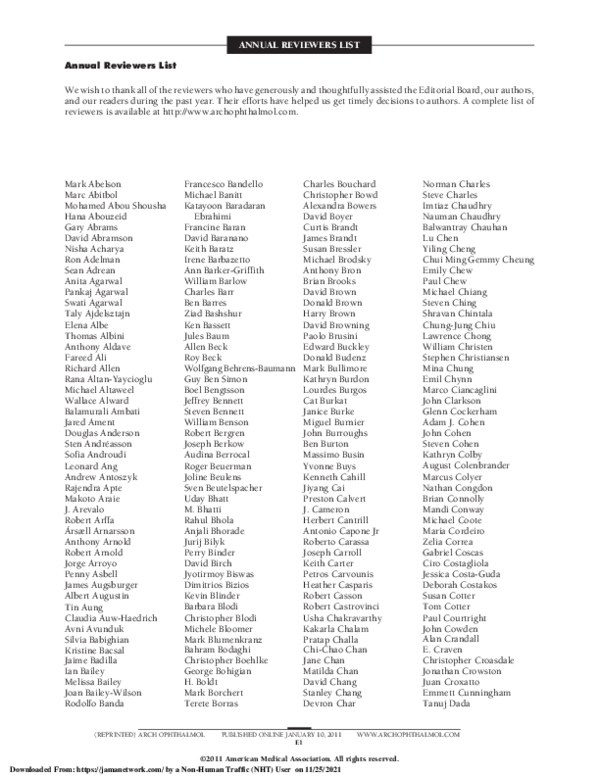 (PDF) Annual Reviewers List