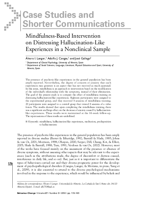 (PDF) Mindfulness-Based Intervention on Distressing Hallucination-Like ...