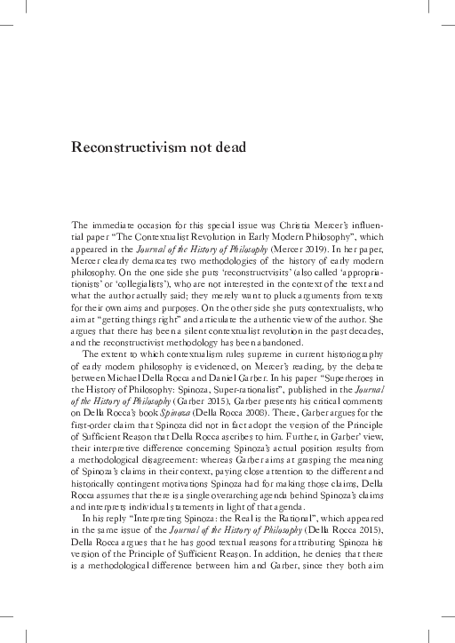 (PDF) Reconstructivism not dead. Introduction