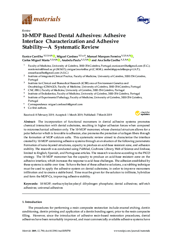 (PDF) 10-MDP Based Dental Adhesives: Adhesive Interface ...
