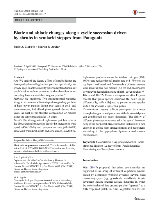 (PDF) Biotic and abiotic changes along a cyclic succession driven by ...