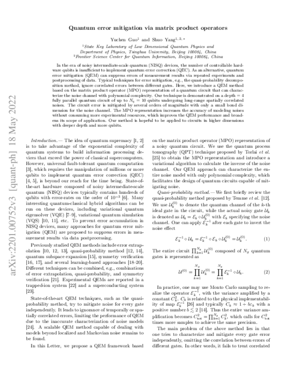 (PDF) Quantum error mitigation via matrix product operators | Guo ... (PDF) Quantum error mitigation via matrix product operators | Guo ...