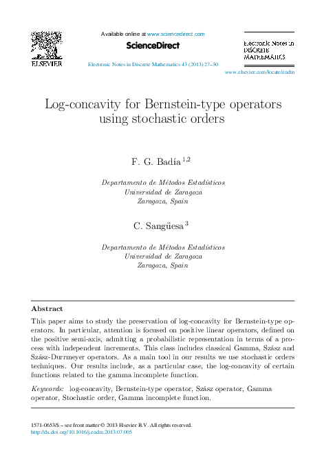 (PDF) Log-concavity for Bernstein-type operators using stochastic orders