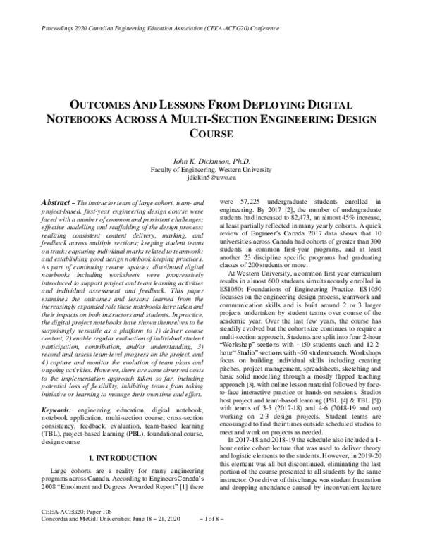 (PDF) Outcomes and Lessons from Deploying Digital Notebooks Across a ...