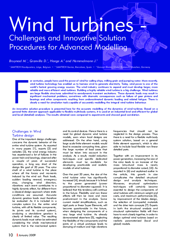 (PDF) Wind Turbines-Challenges and innovative solution procedures for ...