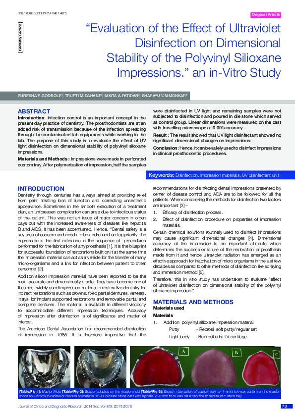 (PDF) Evaluation of the Effect of Ultraviolet Disinfection on ...