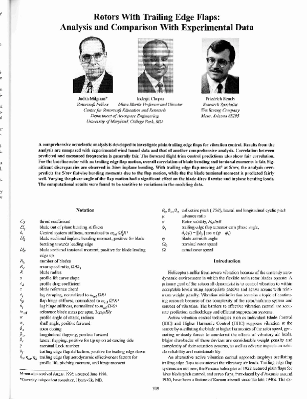 Pdf Rotors With Trailing Edge Flaps Analysis And Comparison With