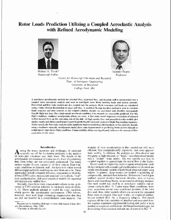 (PDF) Rotor Loads Prediction Utilizing a Coupled Aeroelastic Analysis with Refined Aerodynamic ...
