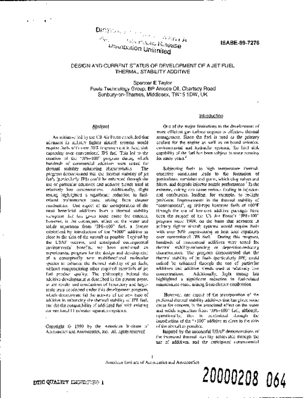 (PDF) Design and Current Status of Development of a Jet Fuel Thermal ...