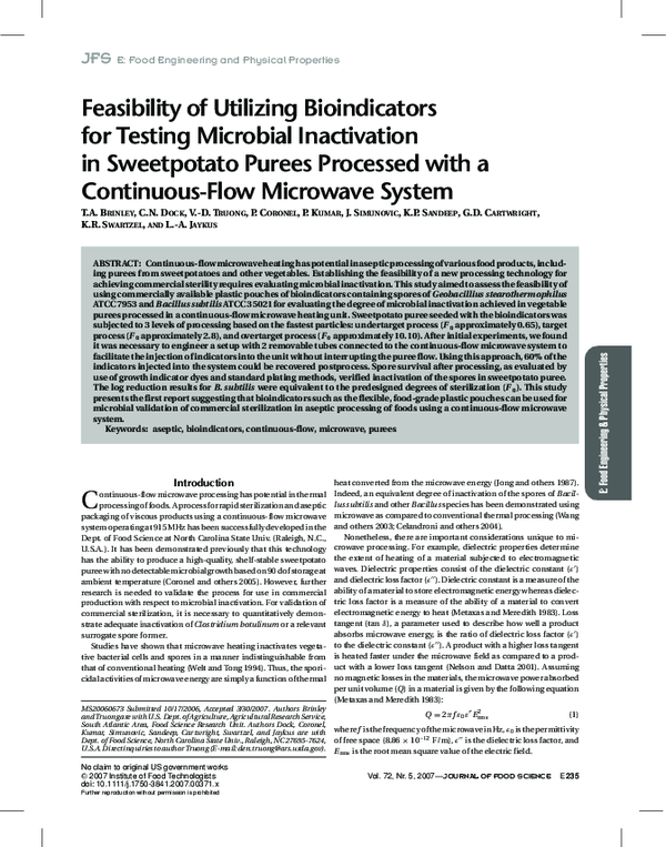 (PDF) Feasibility of Utilizing Bioindicators for Testing Microbial ...