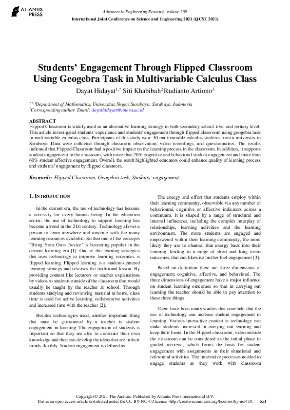 (PDF) Students’ Engagement Through Flipped Classroom Using Geogebra ...