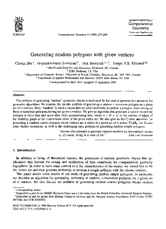 (PDF) Generating random polygons with given vertices