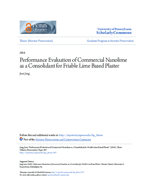 (PDF) Performance evaluation of commercial nanolime as a consolidant ...