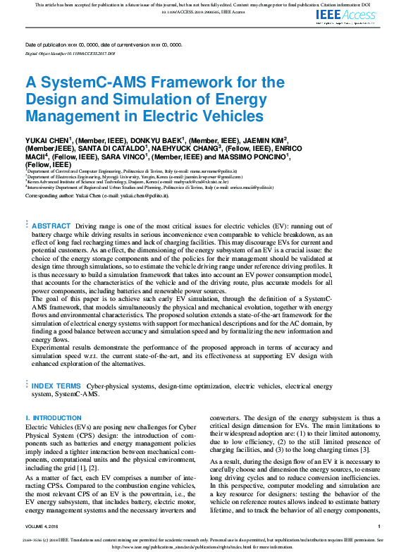 Pdf A Systemc Ams Framework For The Design And Simulation Of Energy