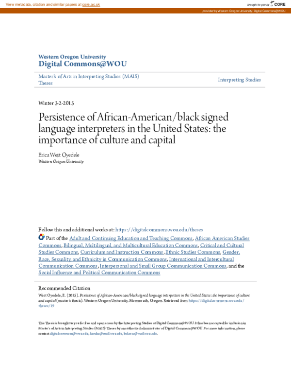 (PDF) Persistence of African-American/Black Signed Language ...