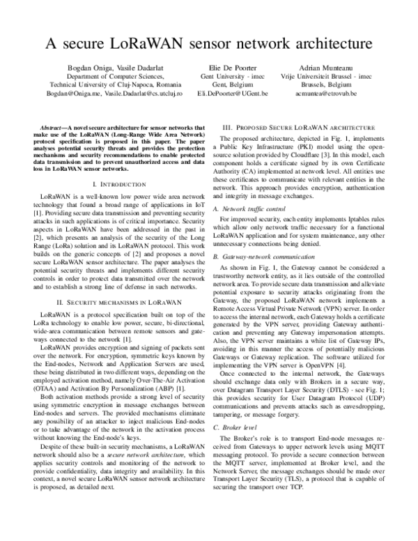 (PDF) A secure LoRaWAN sensor network architecture