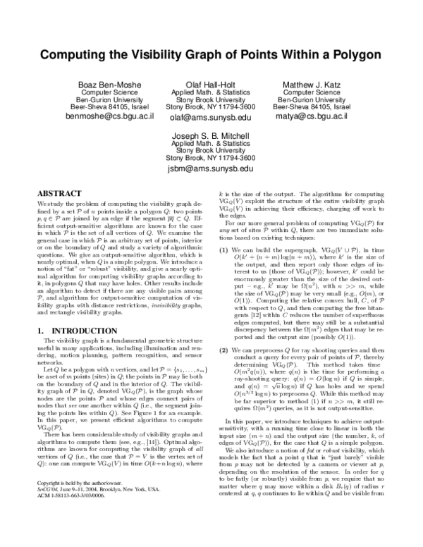 Pdf Computing The Visibility Graph Of Points Within A Polygon 