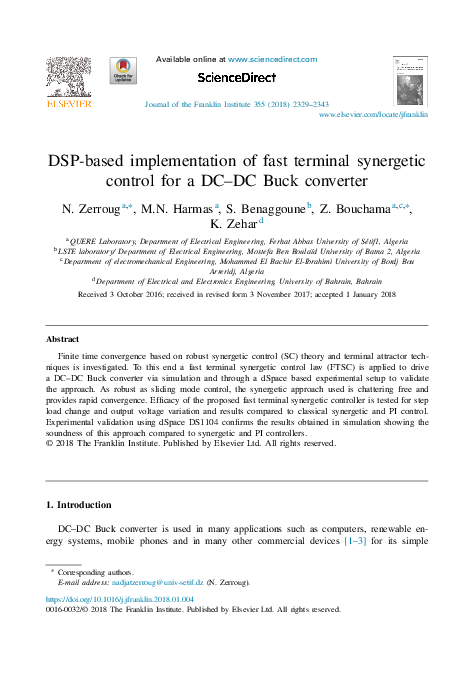 Pdf Dsp Based Implementation Of Fast Terminal Synergetic Control For