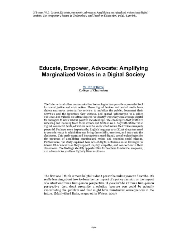 (PDF) Educate, Empower, Advocate: Amplifying Marginalized Voices in a ...