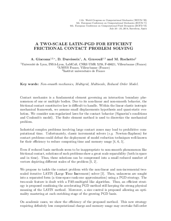 (PDF) A two-scale LATIN-PGD for efficient frictional contact problem solving