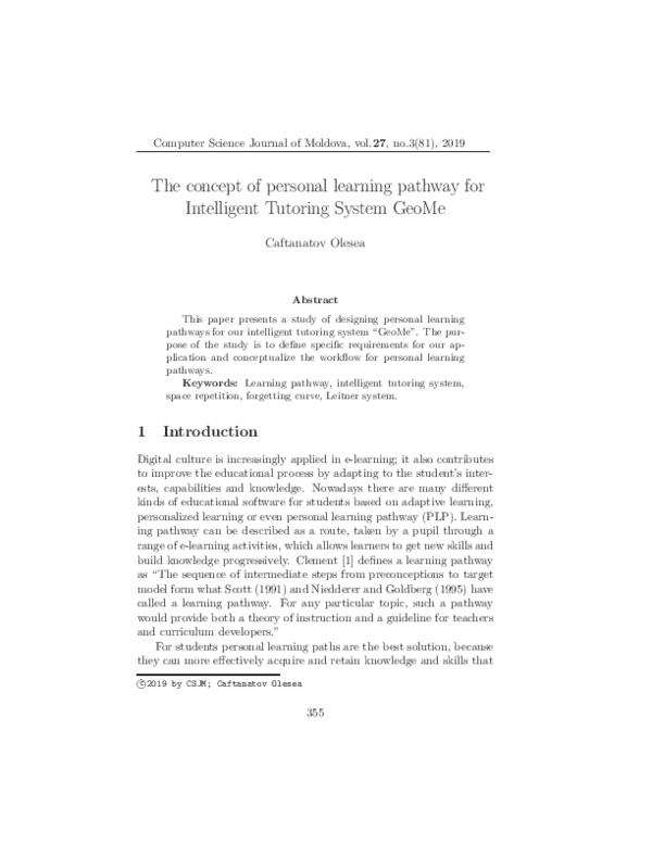 (PDF) The concept of personal learning pathway for Intelligent Tutoring ...