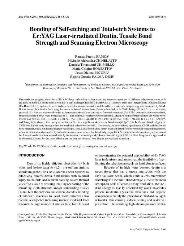 (PDF) Bonding of self-etching and total-etch systems to Er:YAG laser ...