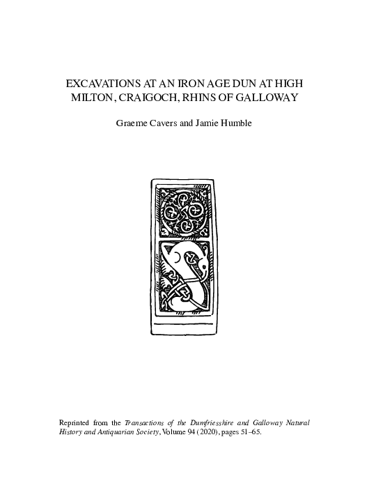 (PDF) Excavations at an Iron Age dun at High Milton, Craigoch, Rhins of ...