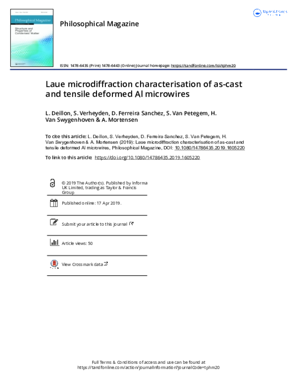 (PDF) Laue microdiffraction characterisation of as-cast and tensile deformed Al microwires