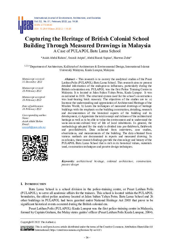 (PDF) Capturing the Heritage of British Colonial School Building ...