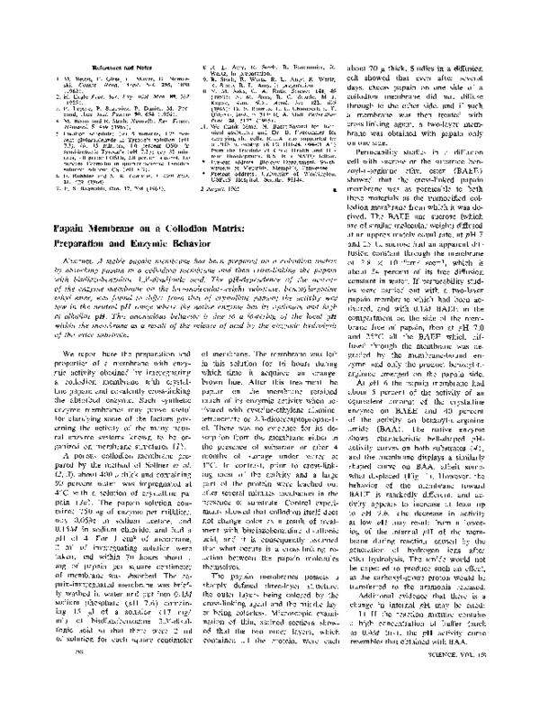 (PDF) Papain Membrane on a Collodion Matrix: Preparation and Enzymic ...